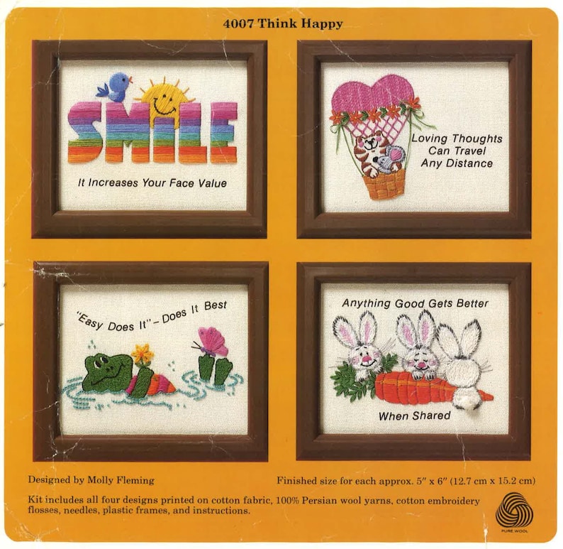 Vintage Crewel Embroidery Digital Pattern /smile Crewel / Cat Crewel ...