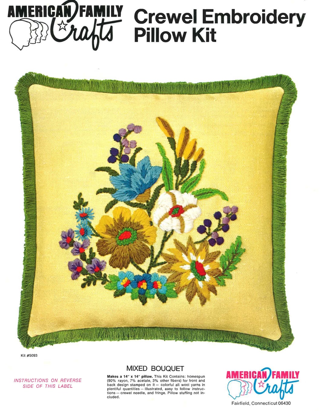 Vintage Crewel Embroidery / Digital Pattern /mixed Bouquet Crewel ...