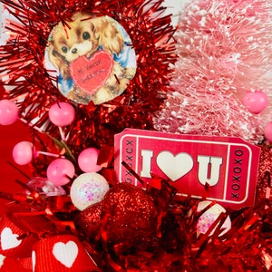 Vintage Inspired Valentine Decor / Retro Puppy / Bottle Brush Tree ...