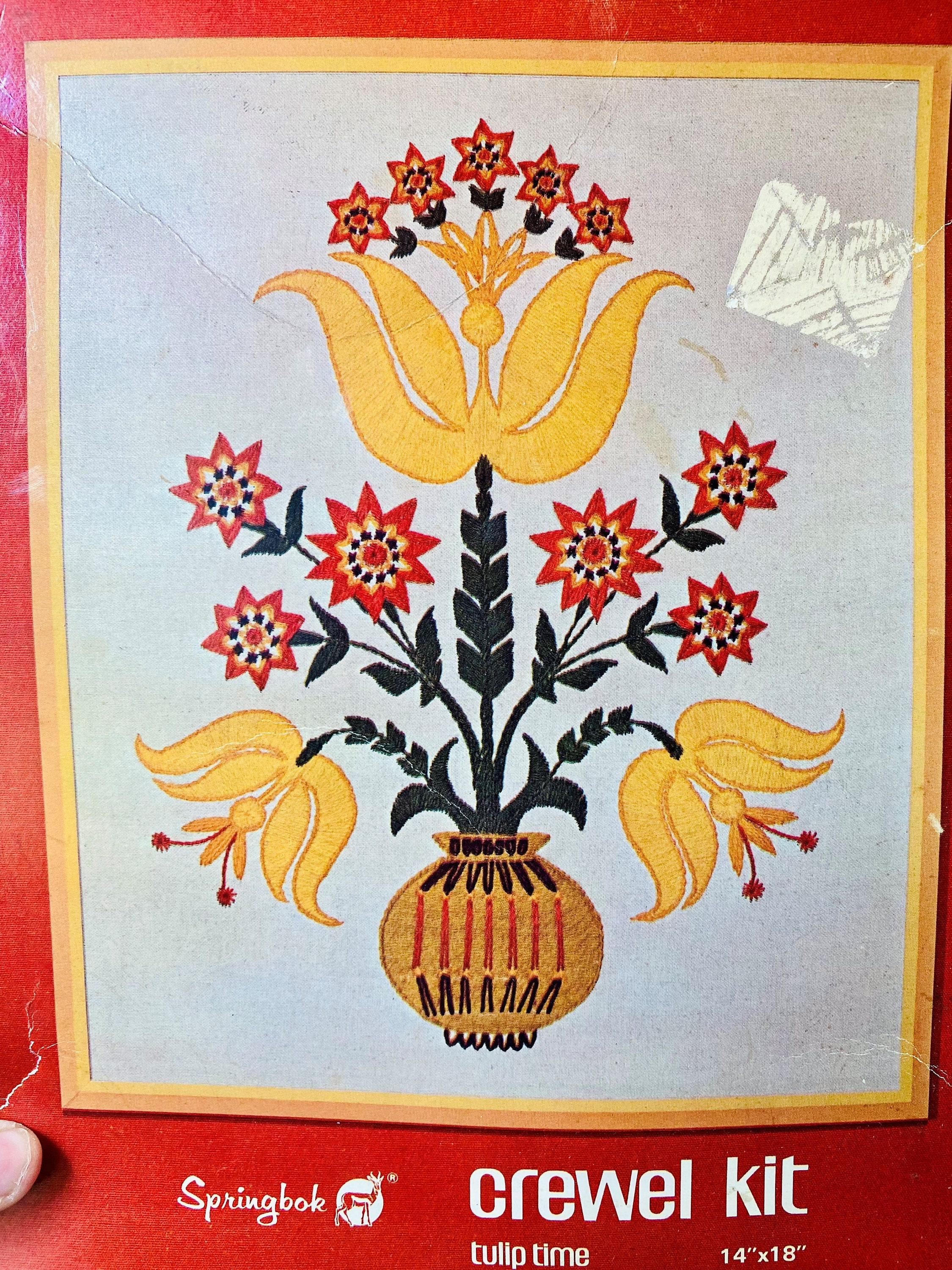 Vintage Crewel Embroidery / Crewel Pattern / Floral Crewel / - Etsy