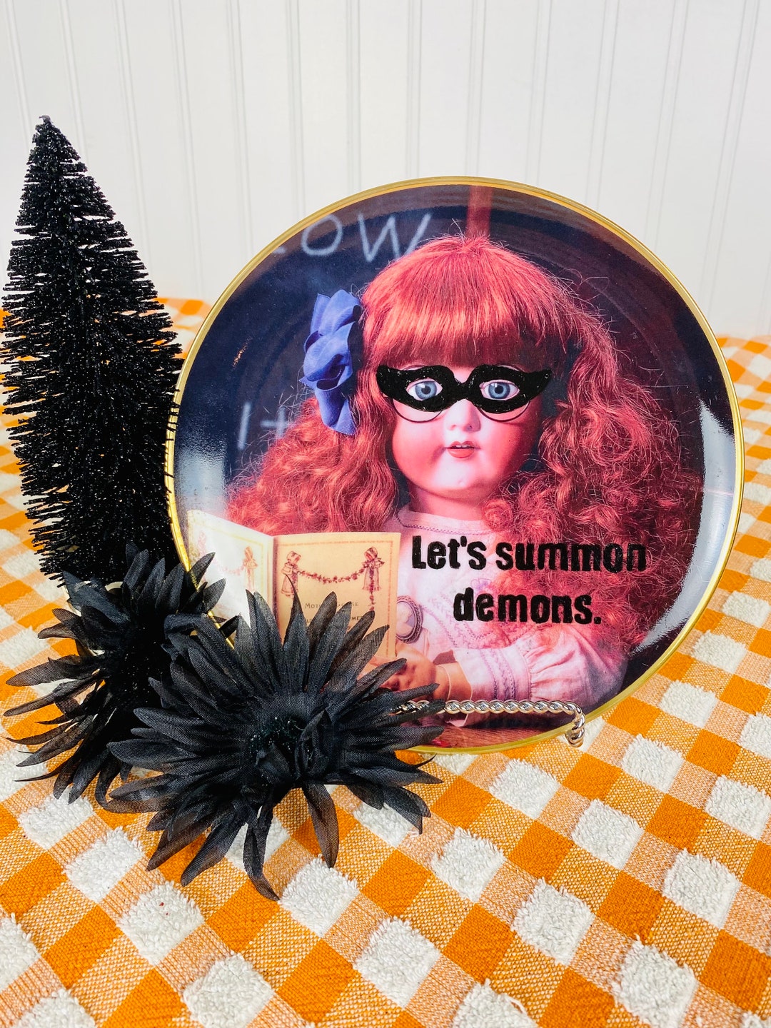 Let's Summon Demons / Doll Plate / Funny Plate / Vintage Plate / Plate ...
