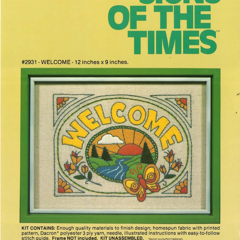 Vintage Crewel Welcome - Etsy