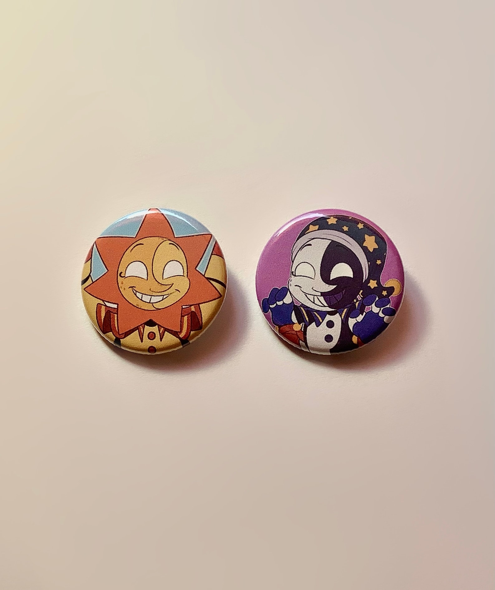 Sun & Moon Button Set 1.25 OR 2.25 2 Pc Pin Set - Etsy