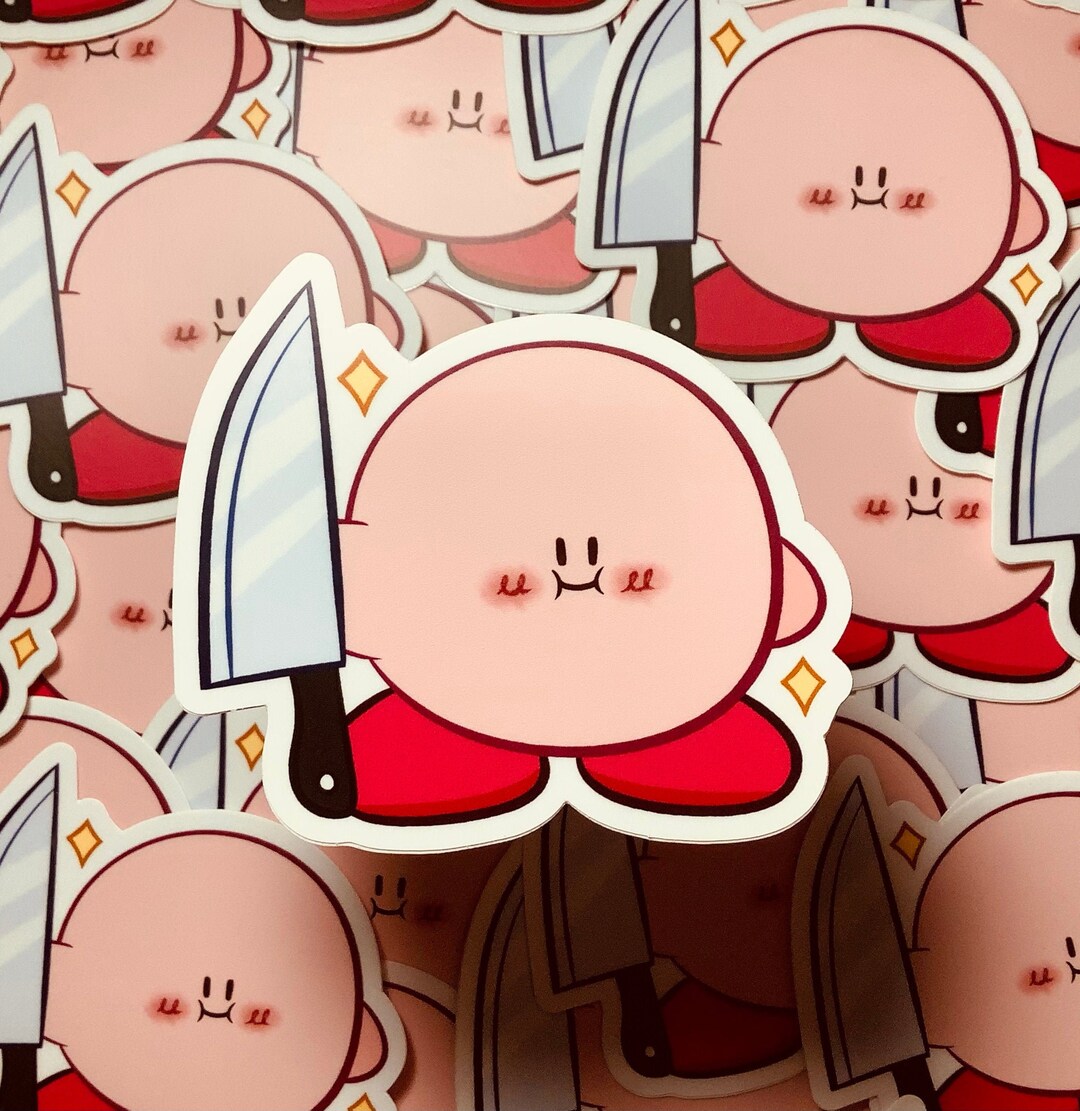 Knife Kirb | Poyo Knife | Cute Matte / Glossy Vinyl Sticker | Laptop ...