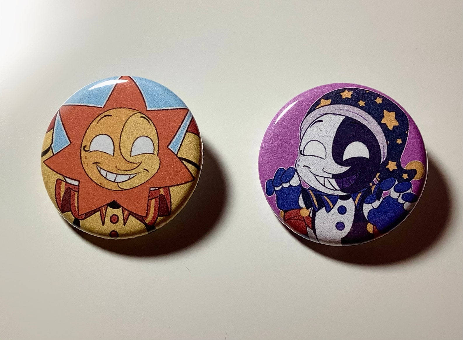 Sun & Moon Button Set 1.25 OR 2.25 2 Pc Pin Set - Etsy