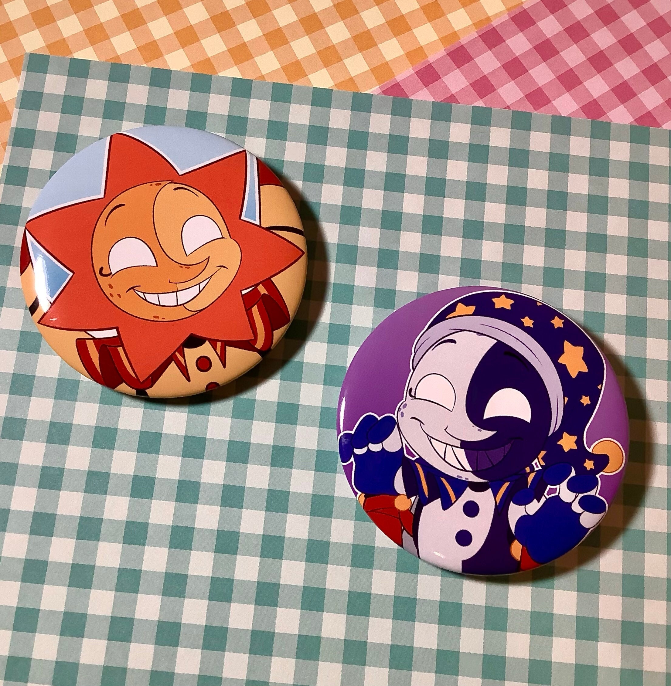 Sun & Moon Button Set 1.25 OR 2.25 2 Pc Pin Set - Etsy