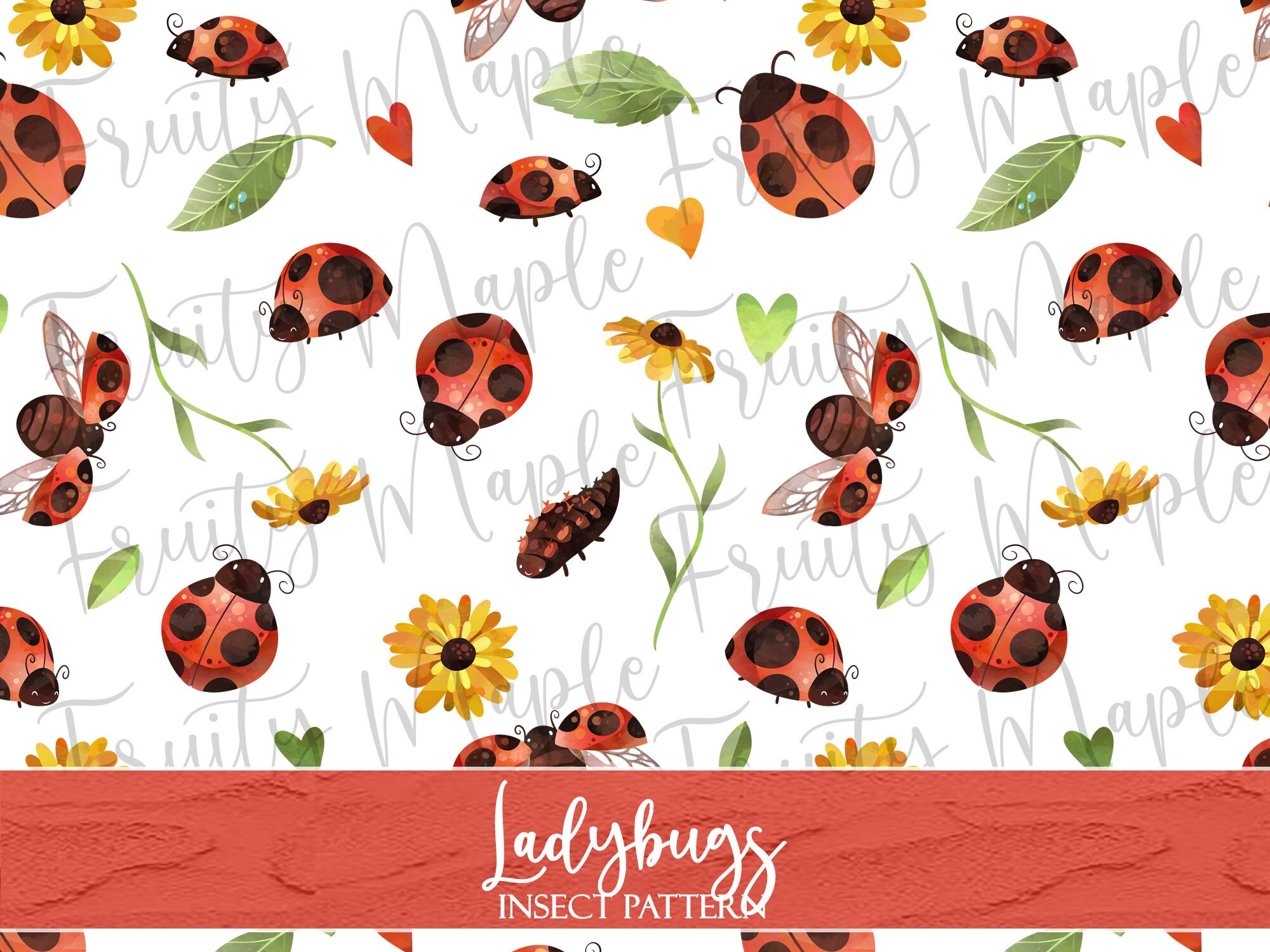 Ladybug Seamless Pattern, Ladybug Digital Paper, Ladybug Scrapbook ...