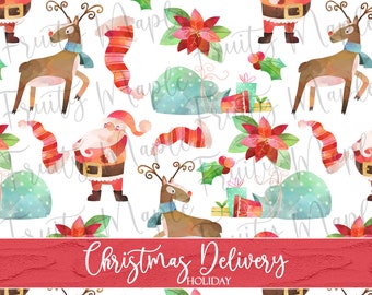 Christmas Digital Paper Deer Seamless Pattern Gnome Holiday - Etsy