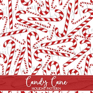 Candy Cane Digital Paper, Seamless Candy Cane Fabric Pattern, Christmas ...