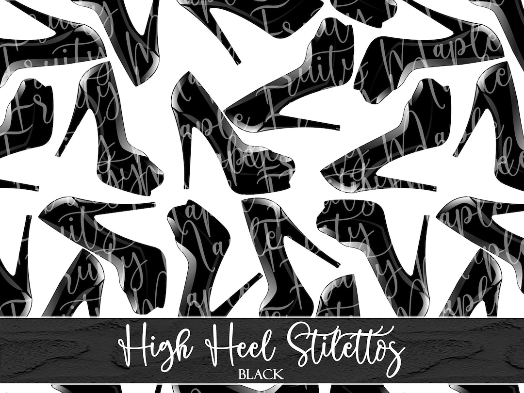 Black High Heel Seamless Pattern, Stiletto High Heel Digital Paper ...