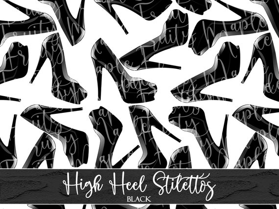 Black High Heel Seamless Pattern Stiletto High Heel Digital | Etsy
