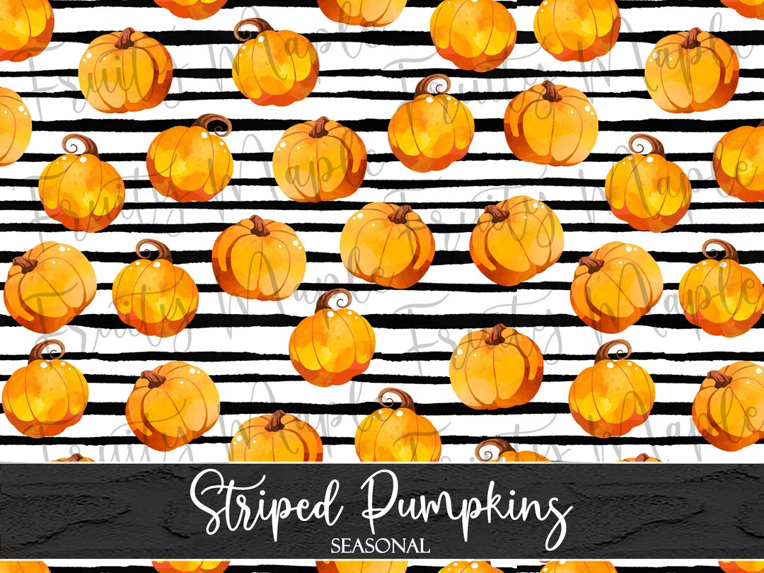 Striped Pumpkins Seamless Pattern, Halloween Digital Paper, Pumpkin ...