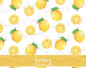 Lemon Digital Paper Summer Seamless Pattern File Citrus - Etsy