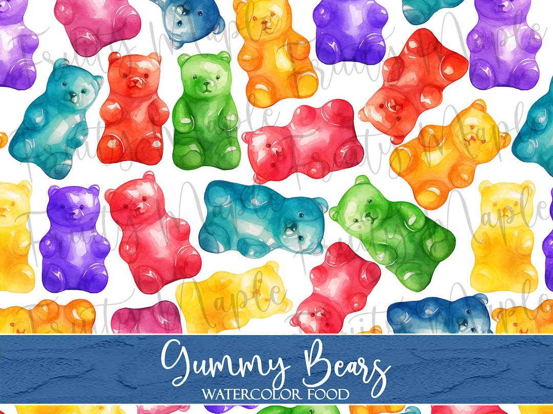 Gummy Bear Seamless Pattern, Cute Digital Paper, Gummy Bear Pattern ...