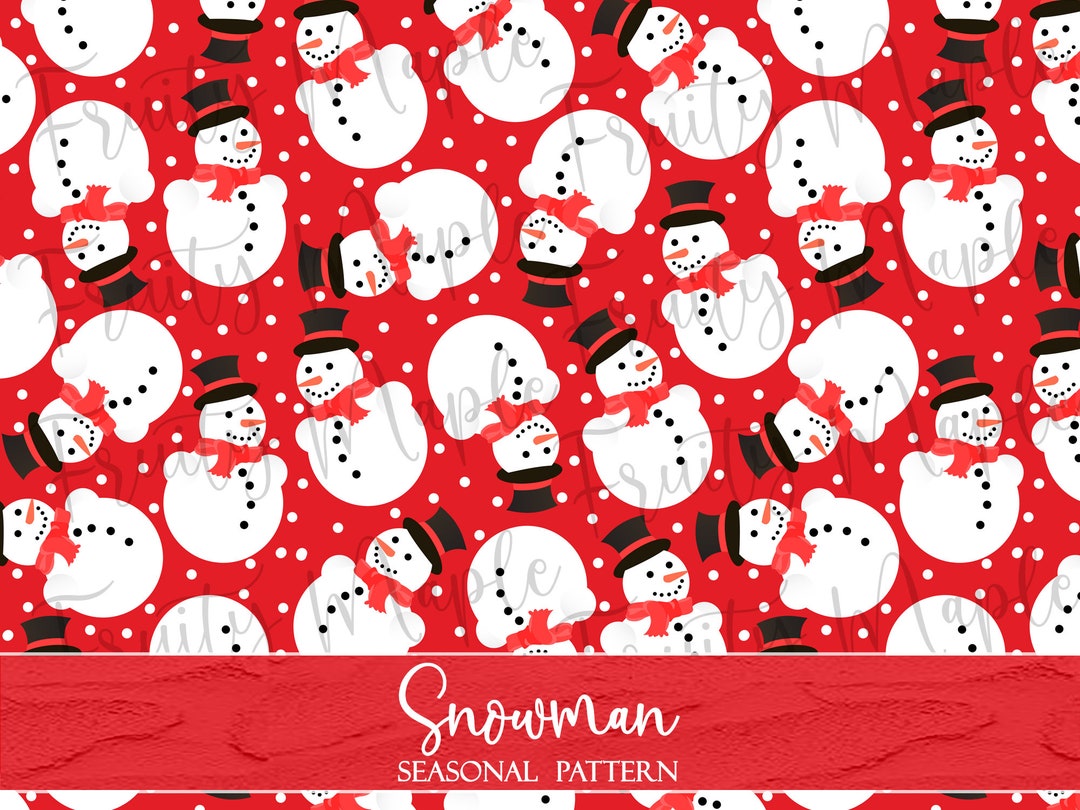 Snowman Digital Paper, Seamless Snowman Fabric Pattern, Snowman ...
