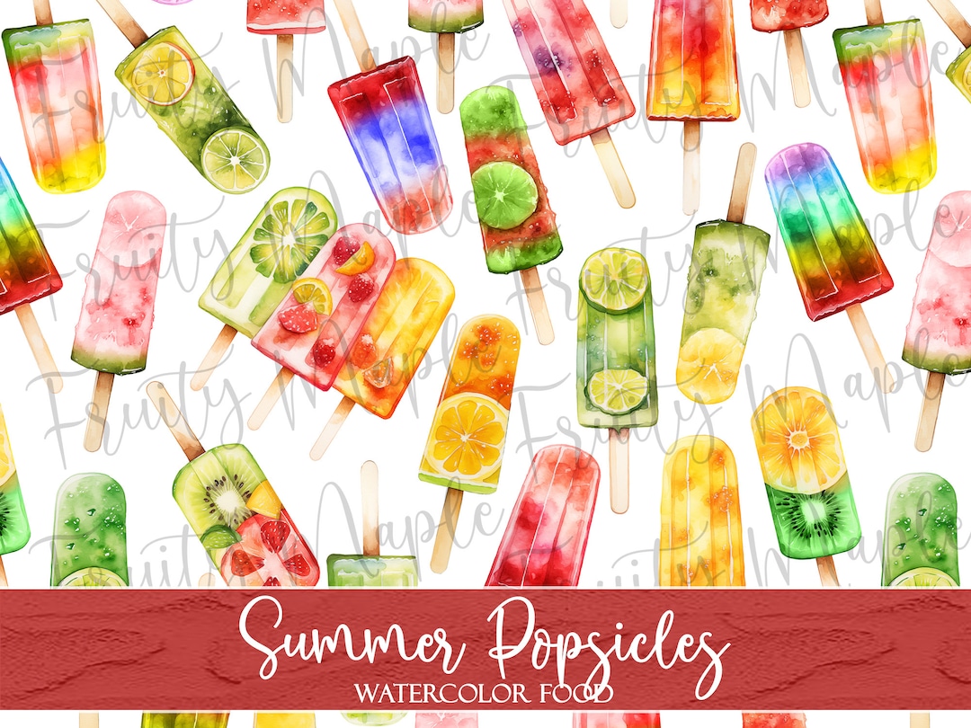 Summer Popsicles Seamless Pattern, Cute Digital Paper, Ice Cream ...