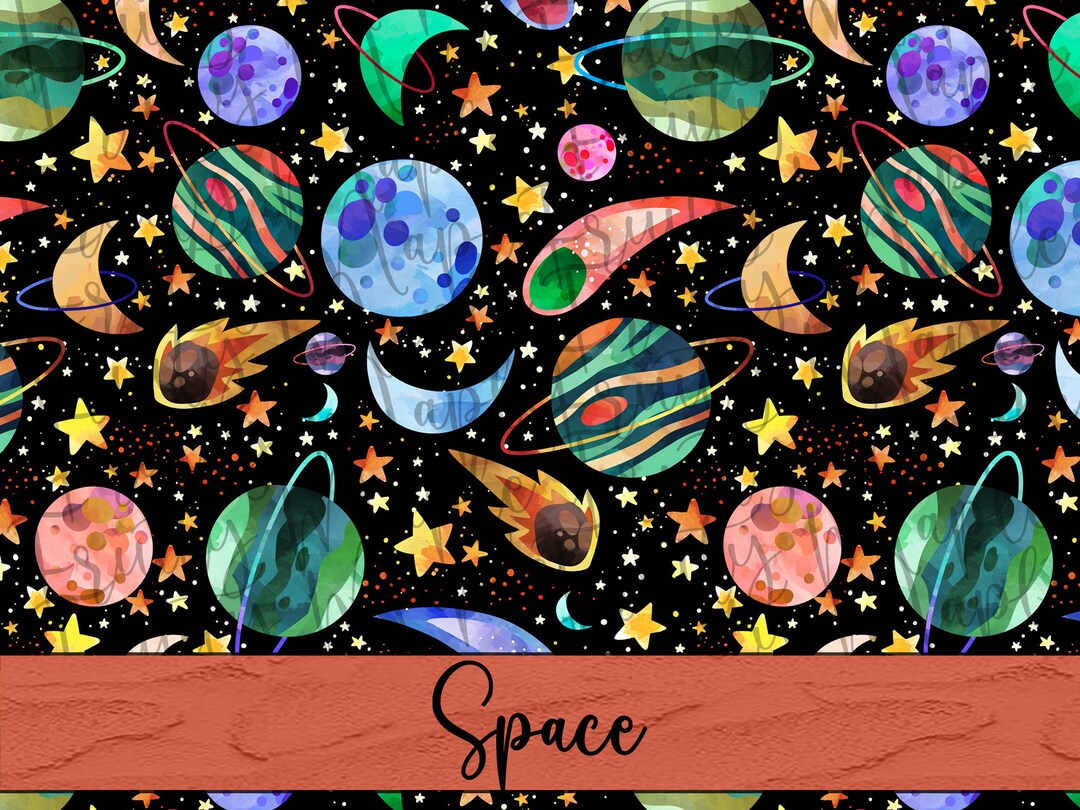 Space Seamless Pattern, Planets Digital Paper, Space Clipart Pattern ...