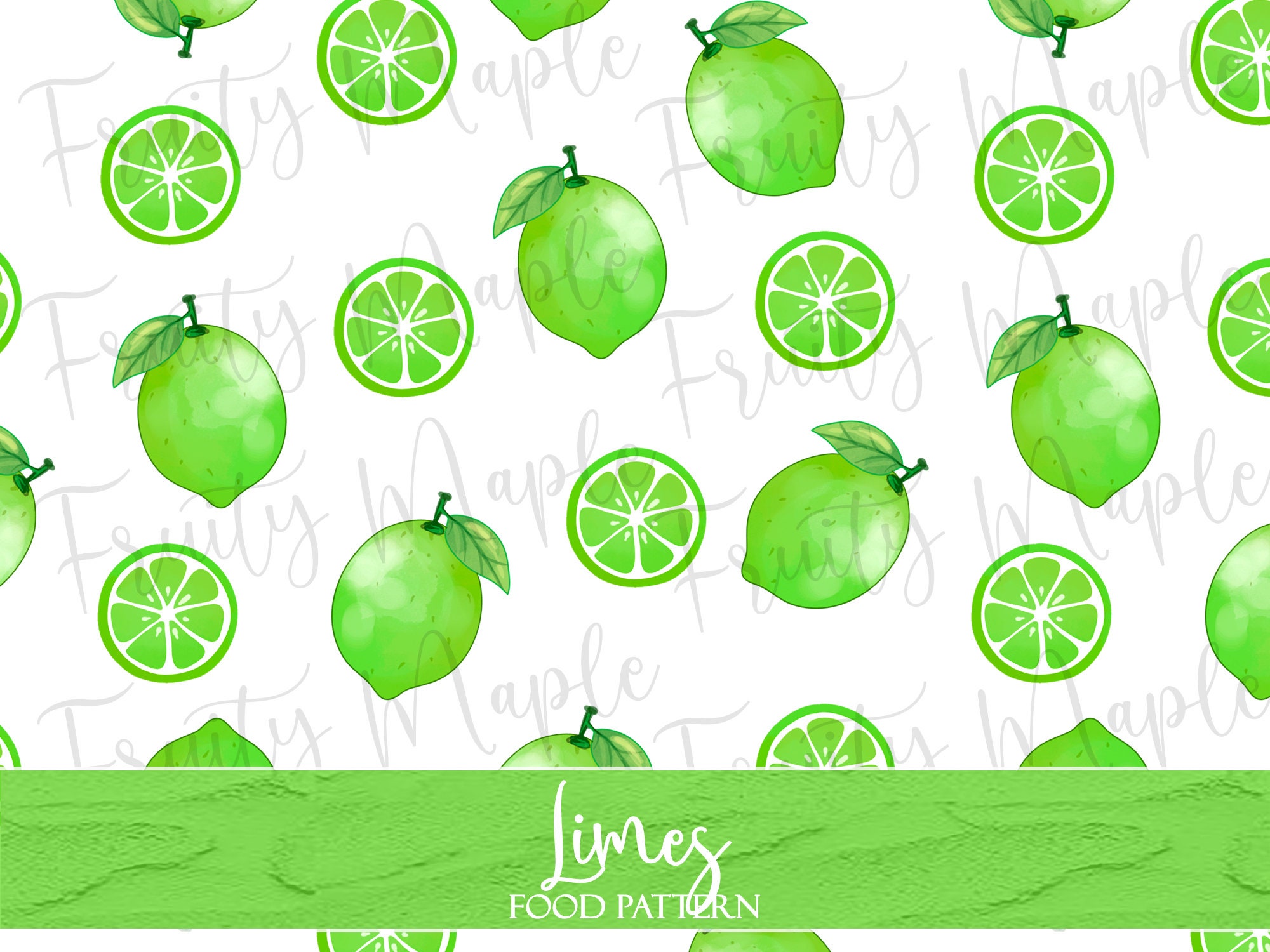 Lime Seamless Pattern, Lime Slices Digital Paper, Watercolor Fruit ...
