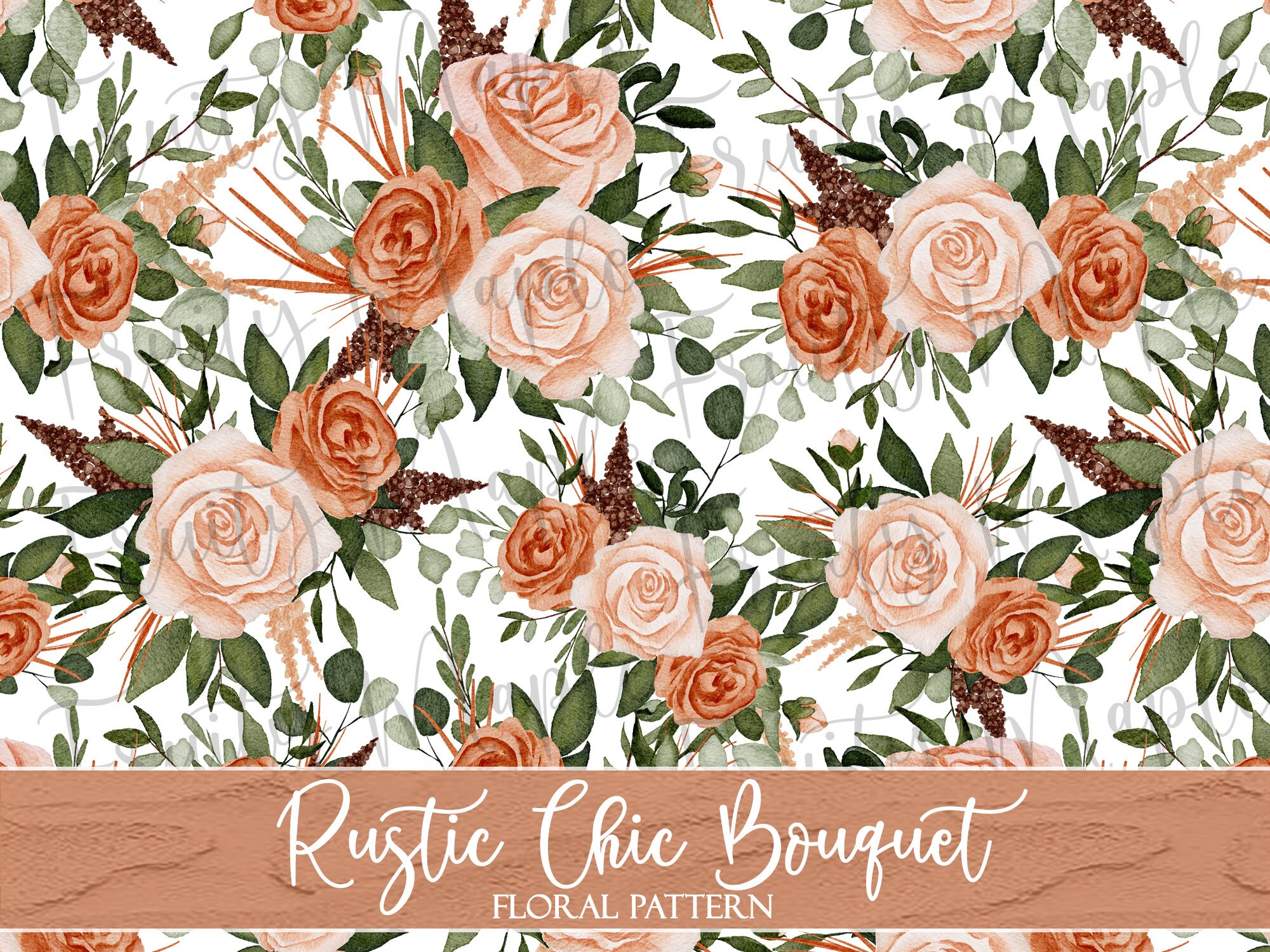 Rustic Chic Floral Seamless Pattern Watercolor Flower Digital - Etsy
