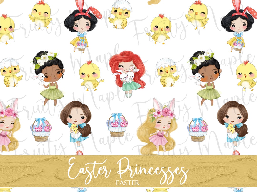 Easter Princesses Seamless Pattern, Easter Digital Paper, Baby Chick ...