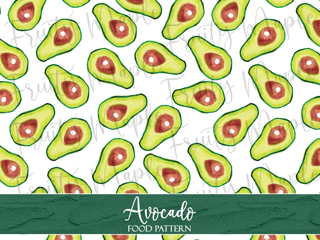 Avocado Seamless Pattern, Digital Paper, Watercolor Avocado Fruit ...