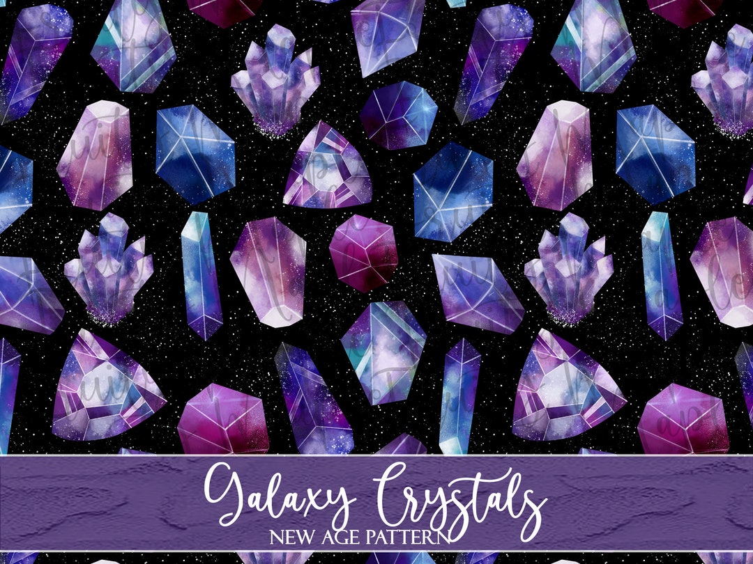 Galaxy Crystals Seamless Pattern, Space Digital Paper, Watercolor ...