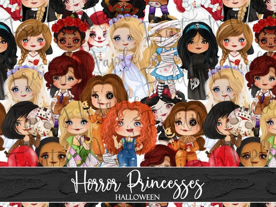 Horror Princesses Seamless Pattern Halloween Digital Paper | Etsy