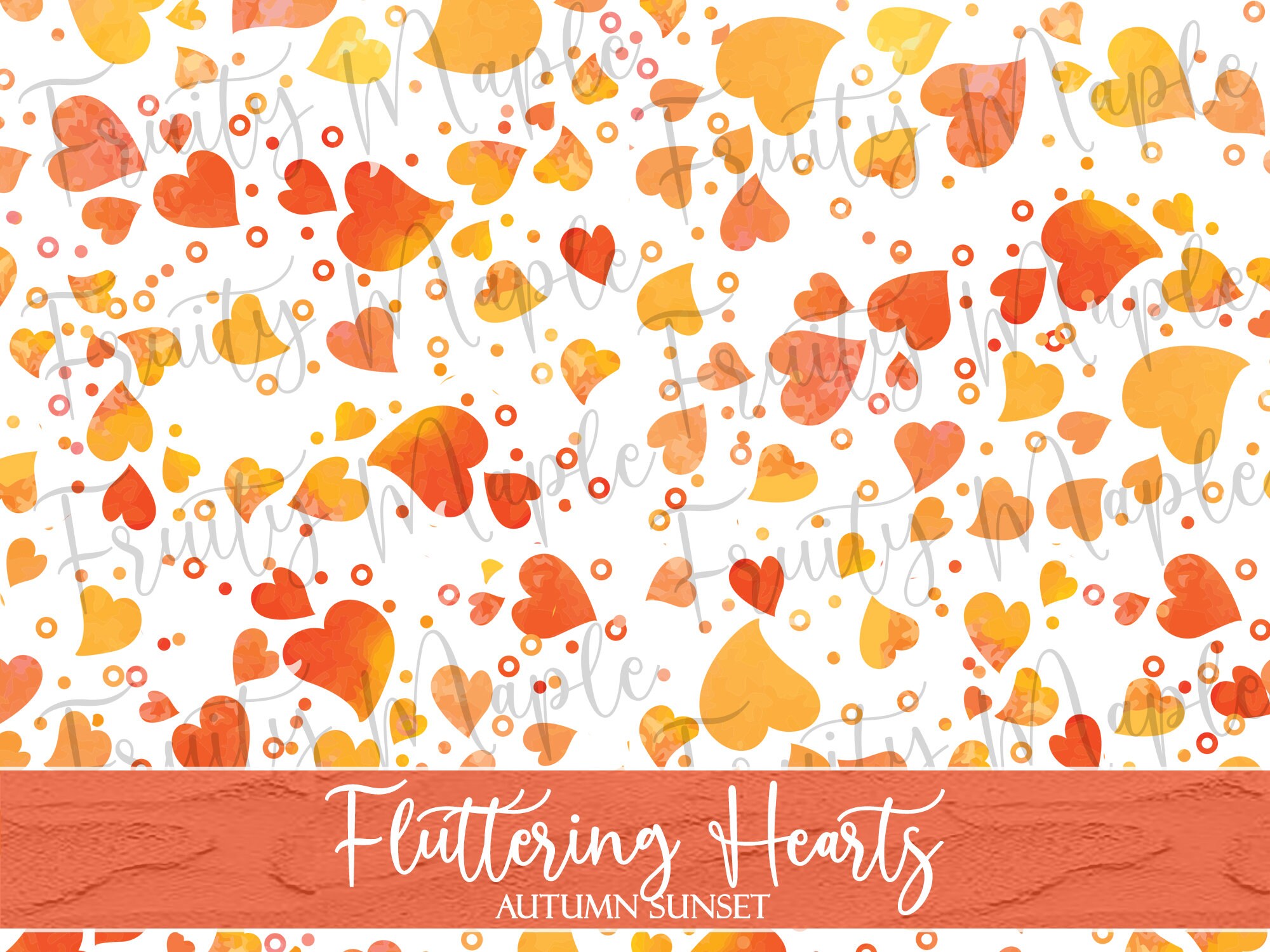Autumn Hearts Seamless Pattern, Heart Digital Paper, Fall Hearts ...