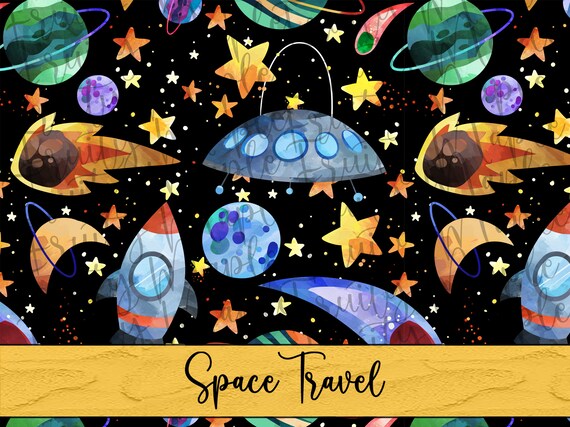 Space Travel Seamless Pattern Space Digital Paper Space | Etsy