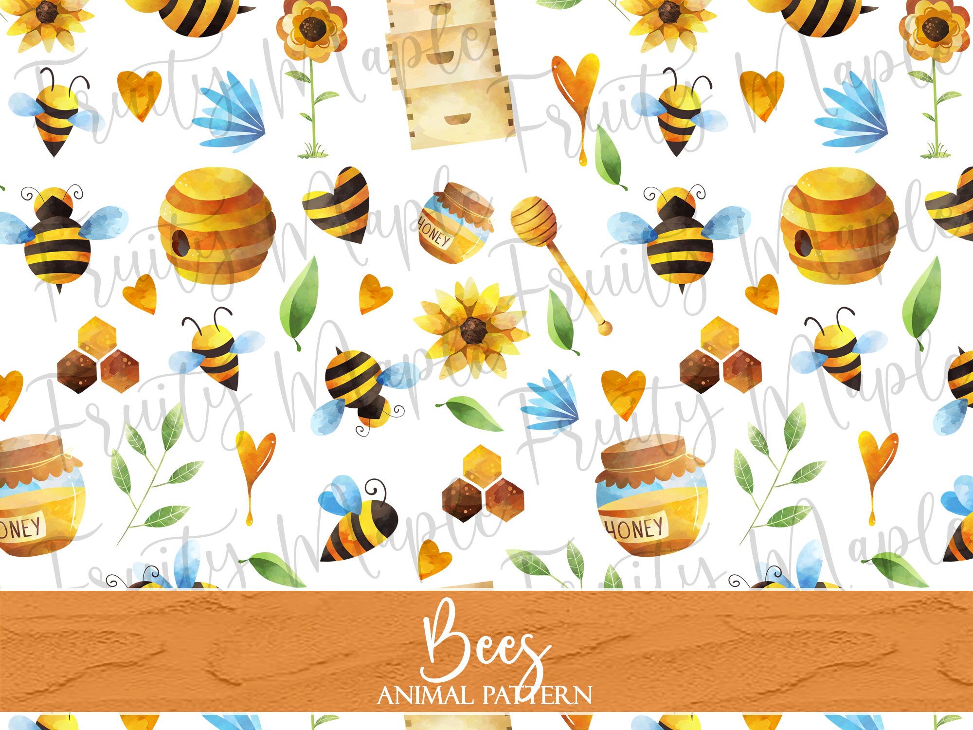 Bees Seamless Pattern Bee Digital Paper Bee Scrapbook Paper - Etsy