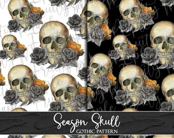 Halloween Digital Paper Skull Seamless Pattern Gothic - Etsy