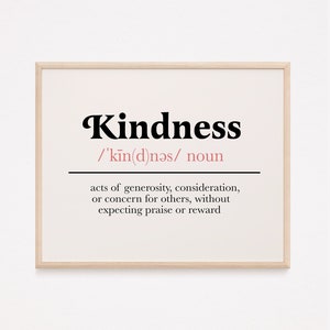 Kindness Definition Print | Kindness Quote Print | Kindness Wall Art ...