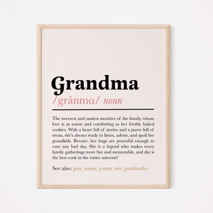 Grandma Definition Print | Grandmother Definition | Granma Mother's Day ...