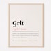 Grit Definition Print | Grit Printable | Grit Quote Print | Grit Wall ...