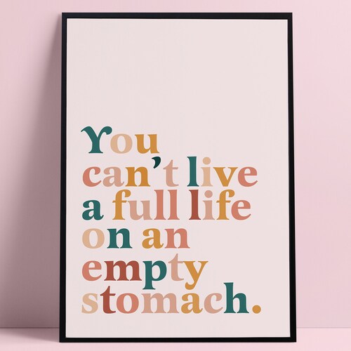 You Cant Live A Full Life on an Empty Stomach Boho Kitchen | Etsy