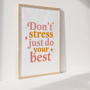 Don't Stress Just Do Your Best Print | Test Prep Poster | Test Day ...