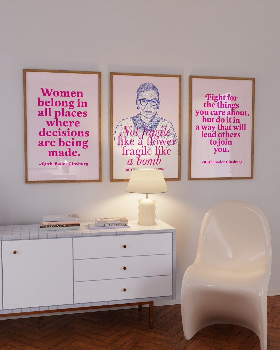 Set of 3 RBG Feminist Quote Prints | Ruth Bader Ginsburg Wall Art ...