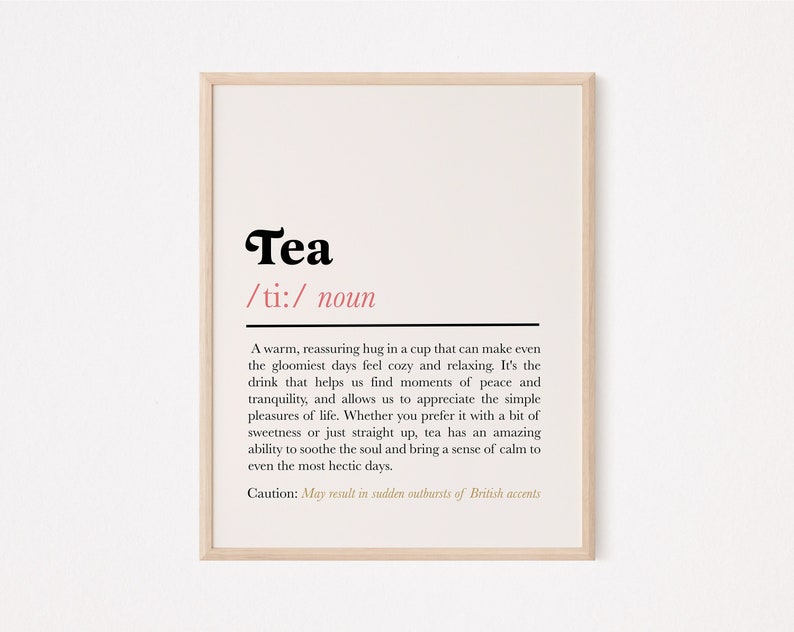 Tea Definition Print | Funny Tea Wall Art | Coffee Bar Wall Art ...