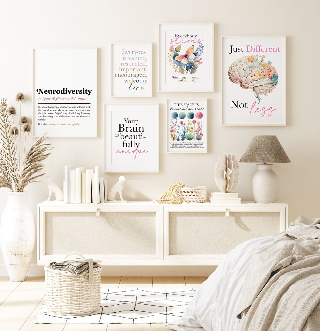 Set of 6 Neurodiversity Prints | Neurodivergent Wall Art | Autism ...