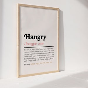 Hangry Definition Print: Funny Kitchen Quote Decor (digital Download ...