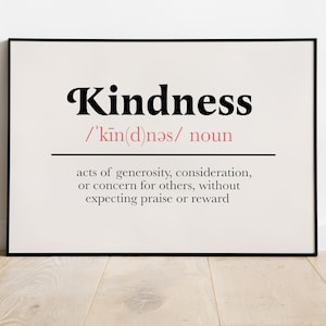 Kindness Definition Print | Kindness Quote Print | Kindness Wall Art ...
