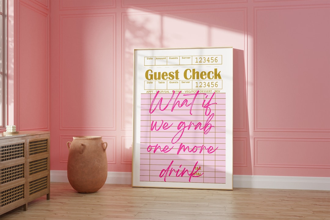 Pink Guest Check Bar Print: Trendy Dorm Decor (digital Download) - Etsy