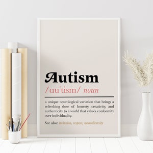 Autism Definition Print | Autism Poster | Autism Awareness Wall Art ...