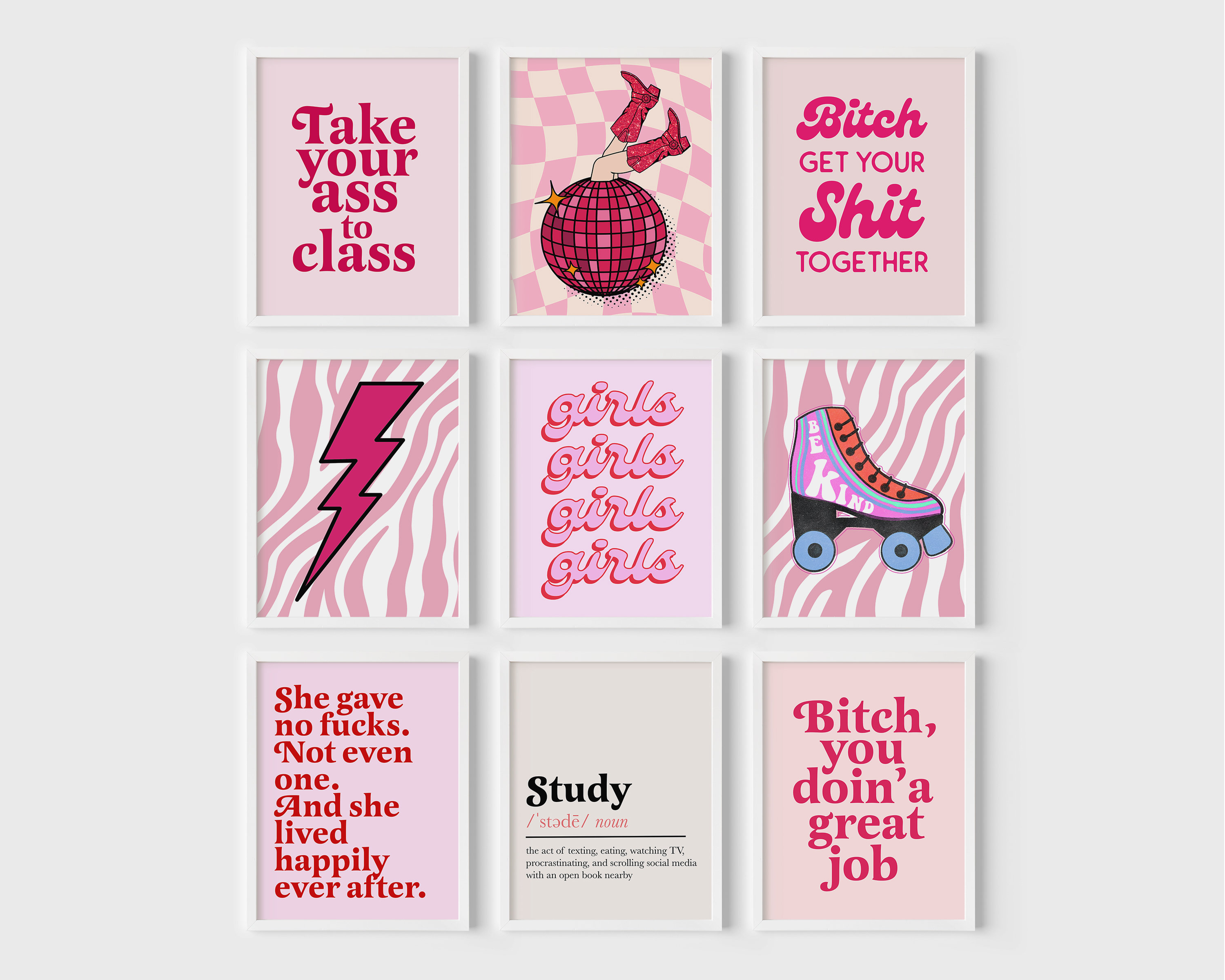 College Dorm Decor Wall Art Set of 10 | College Dorm Sign | Artprints ...