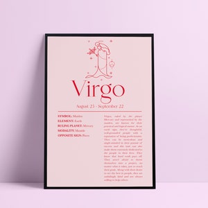 Virgo Print, Zodiac Sign Print, Astrology Print, Zodiac Astrology ...