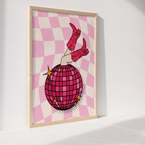 Disco Cowgirl Print Pink Rodeo Print Preppy Western Wall Art Hot Pink ...