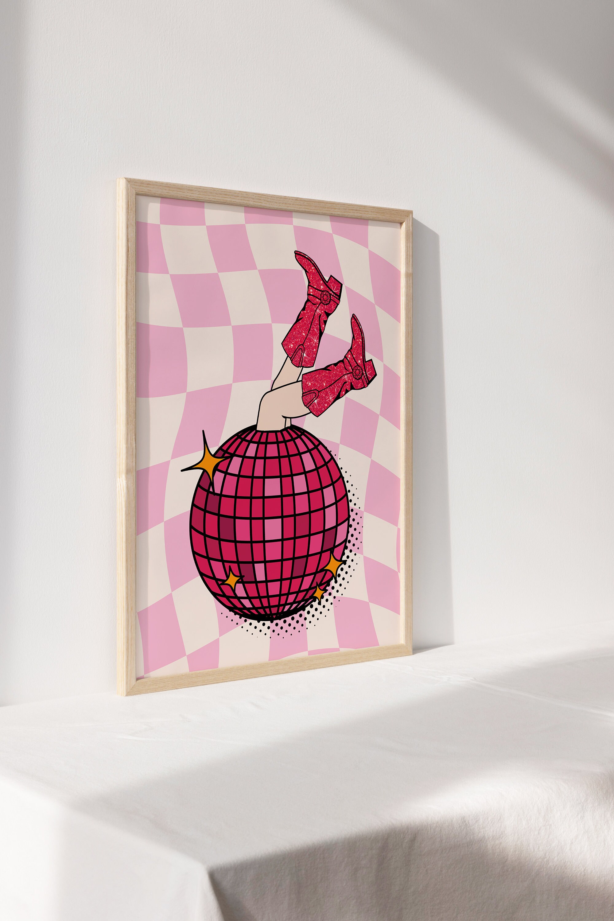 Disco Cowgirl Print Pink Rodeo Print Preppy Western Wall - Etsy