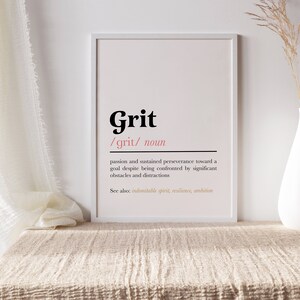 Grit Definition Print | Grit Printable | Grit Quote Print | Grit Wall ...