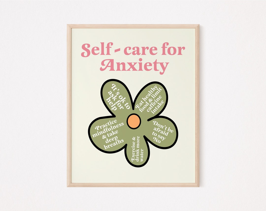 Self Care for Anxiety Print | Anxiety Quote Print | Anxiety Tips ...