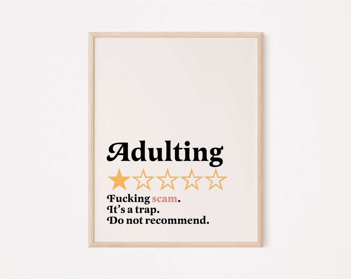 Adulting Review Print | Adulting Print | Funny Adulting Print | Review ...